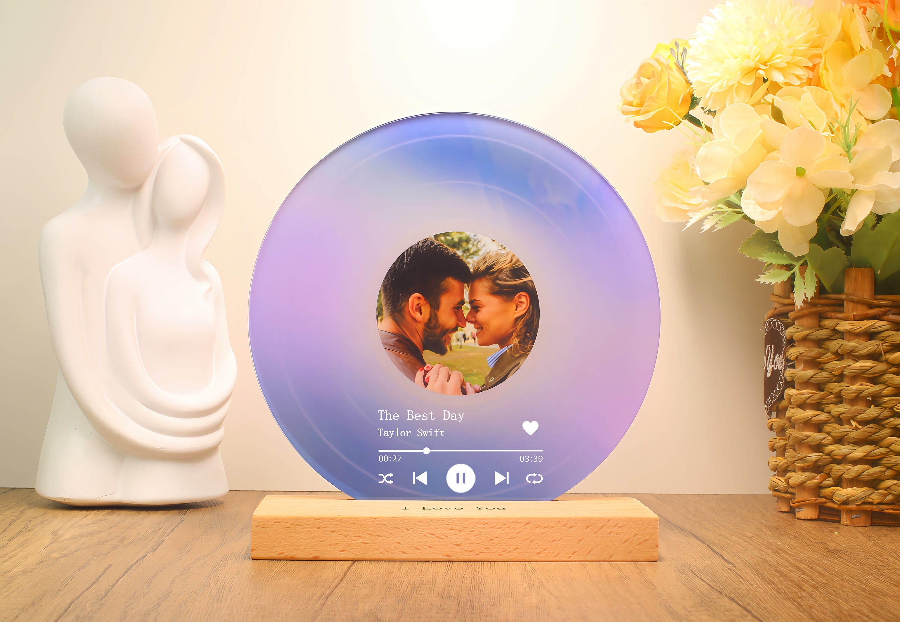 Personalized Vinyl Record With Photo Acrylic Song Plaque Anniversary ...