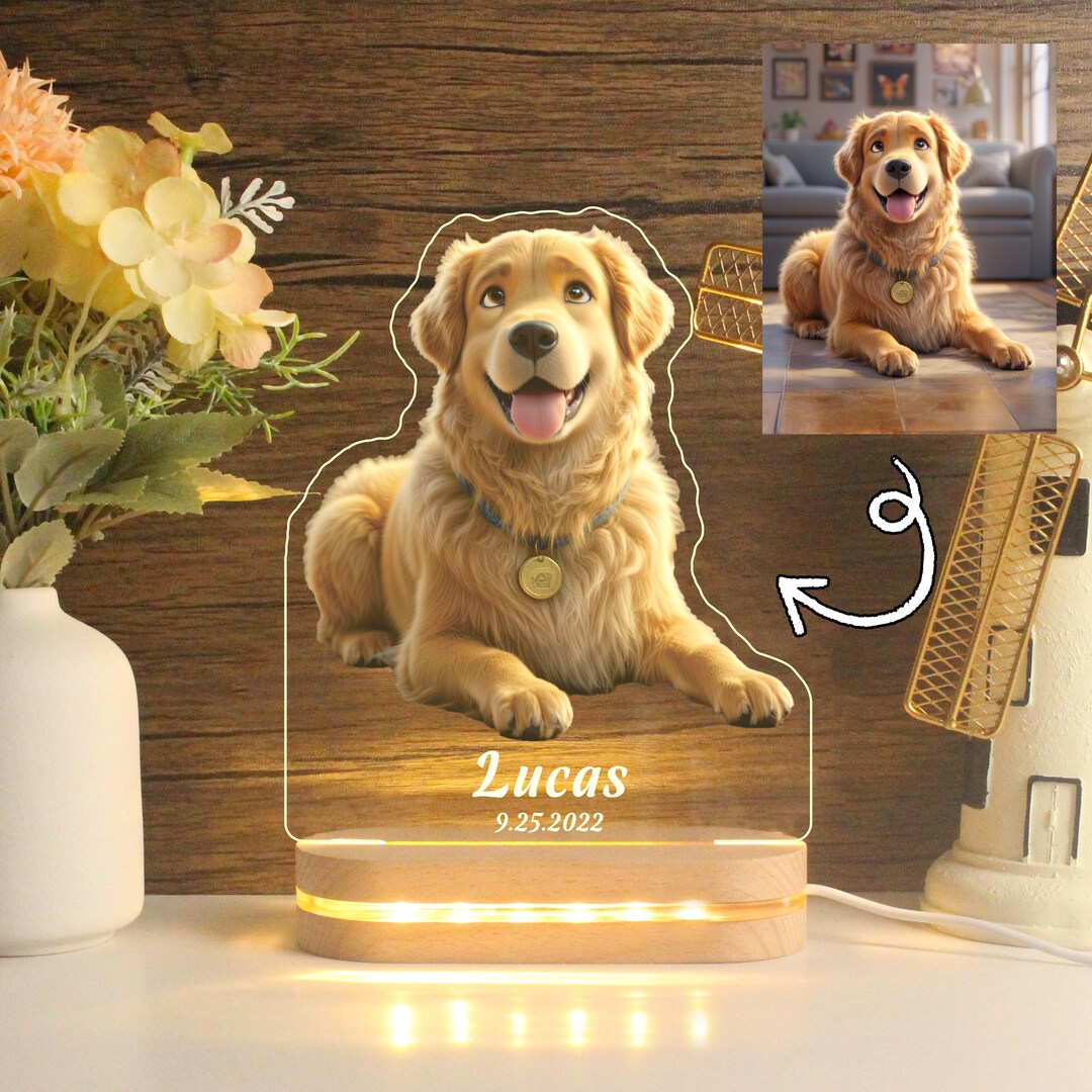 Personalized Pet Cartoon Night Light: Pixar Style Family Portrait Gift ...