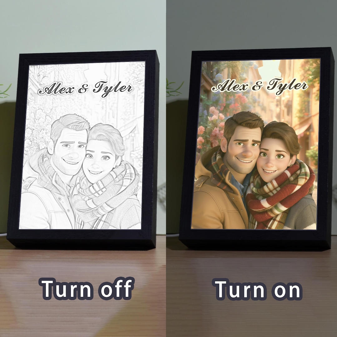 Custom Pixar Style Cartoon Portrait: LED Light Box Art - Etsy