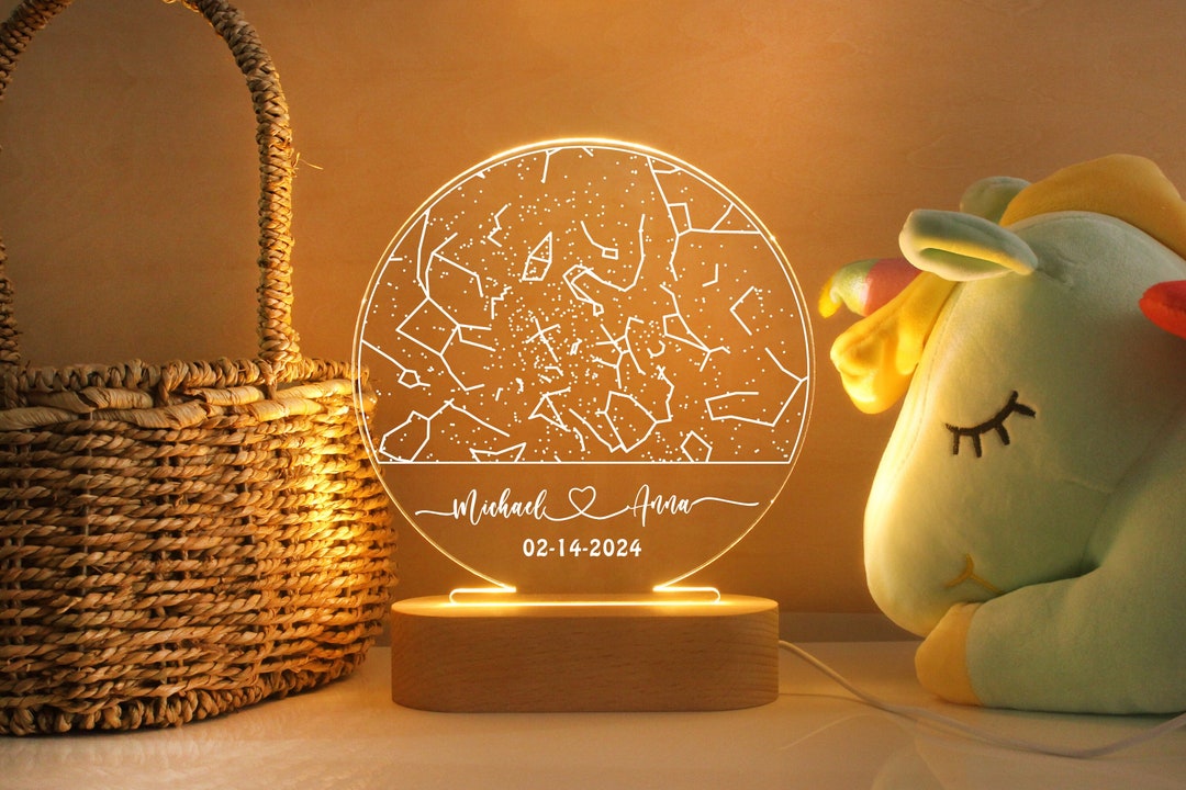 Custom Star Map by Date, Star Map Night Light, Personalized ...