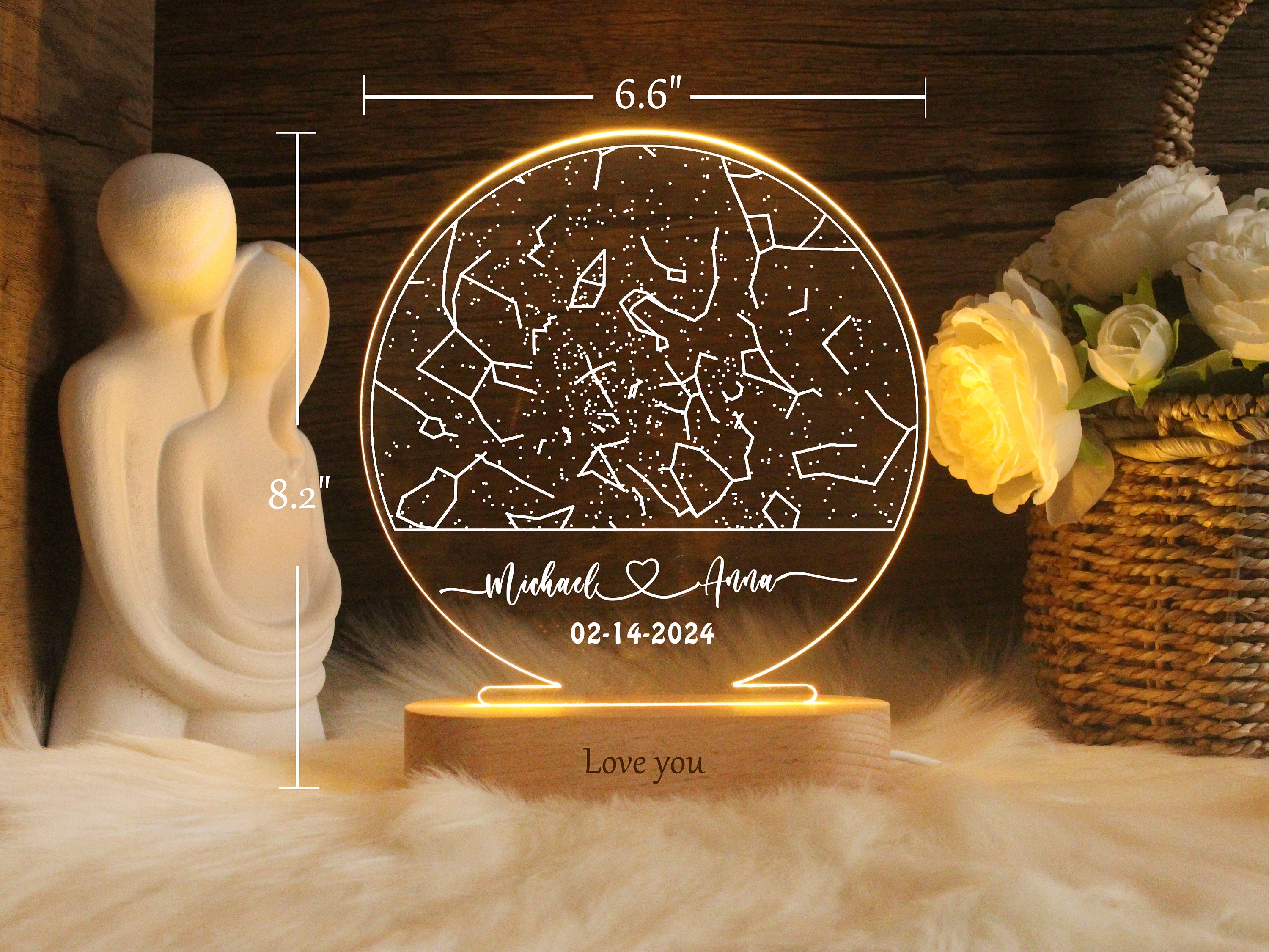 Custom Star Map by Date, Star Map Night Light, Personalized ...