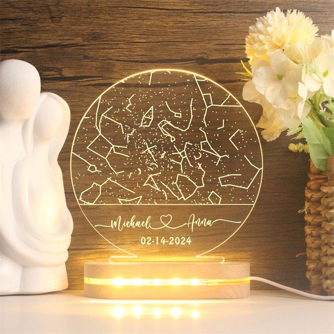 Custom Star Map by Date, Star Map Night Light, Personalized ...