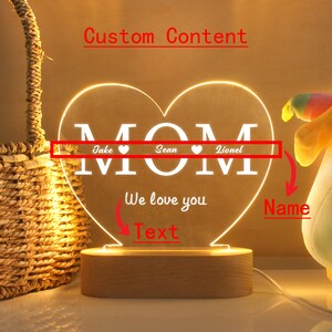 Custom Night Light for Mom,personalized Heartwarming Mother's Day Gift ...
