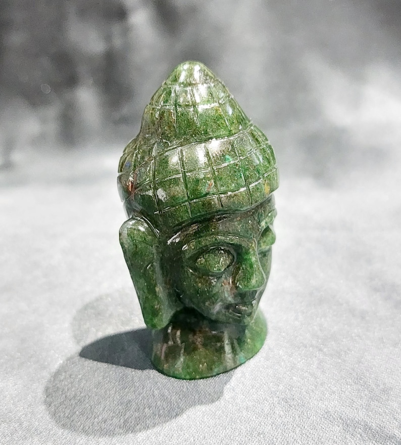 Jade Buddha Head Statue | Hand Carved Green Jade Buddha | Meditation ...