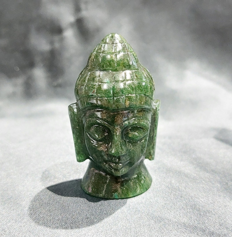 Jade Buddha Head Statue | Hand Carved Green Jade Buddha | Meditation ...
