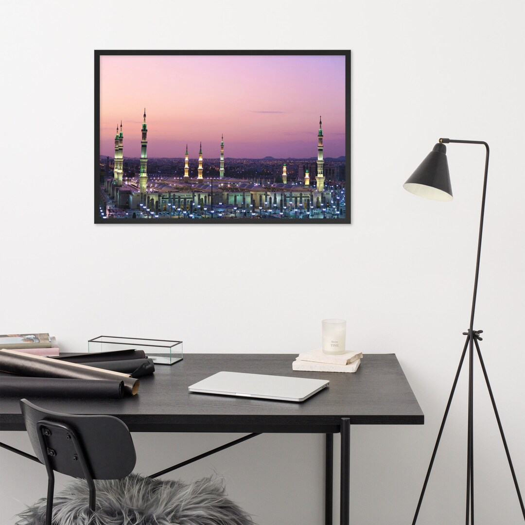 Framed Islamic Wall Art Medina, Enhanced Matte Paper 24″×36″ Framed ...