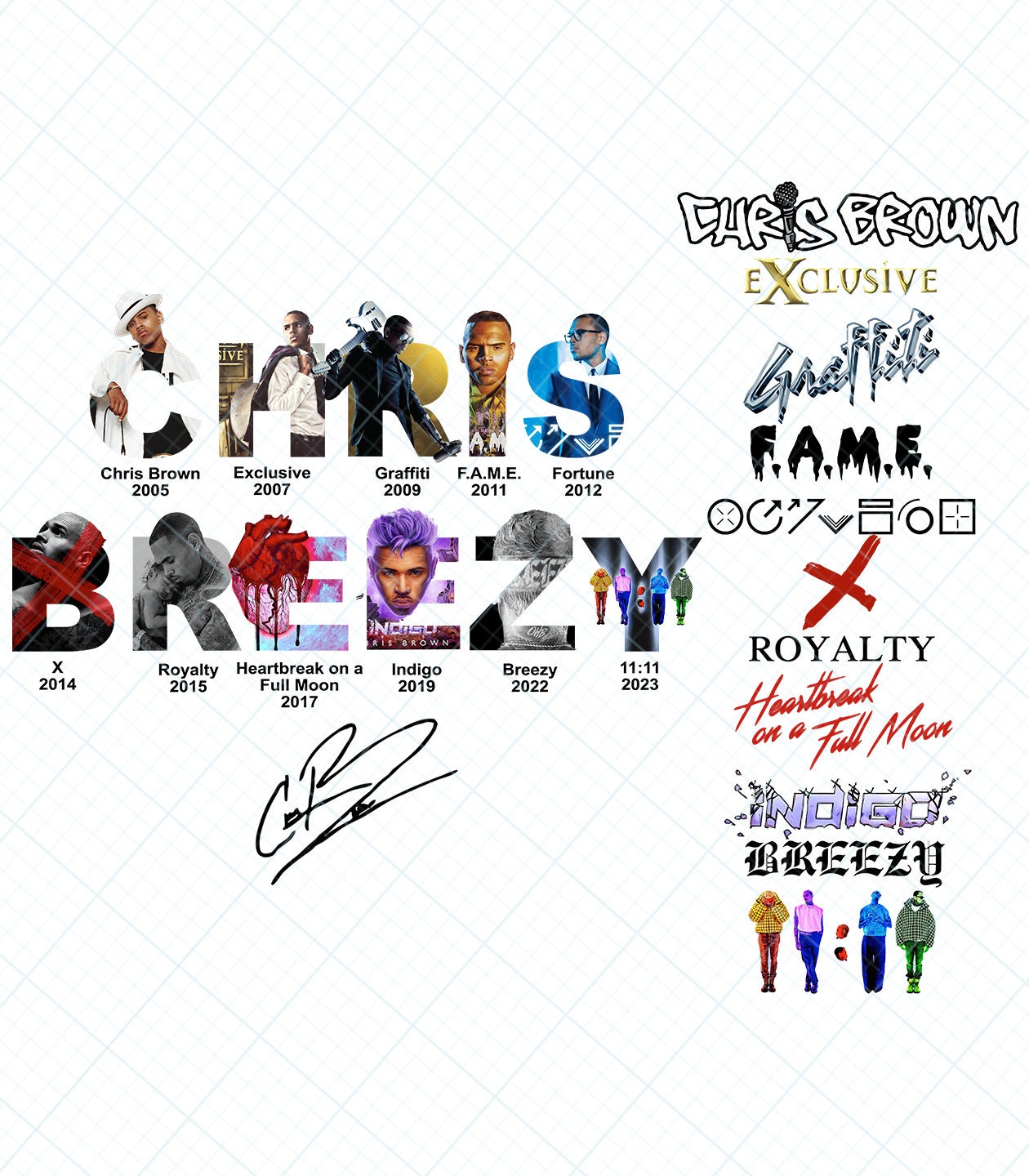 Vintage 2 Sided Chris Breezy Full Albums Png, Chris Brown 2024 Concert ...