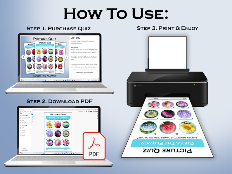 Printable Guess the Flower Quiz With Answers Botanical Trivia Game ...