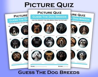 Printable Dog Breeds Picture Quiz With Answers - Etsy