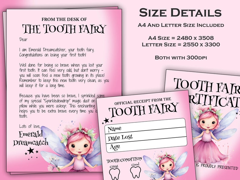 Editable Tooth Fairy Letter, Tooth Fairy Certificate, Tooth Fairy ...