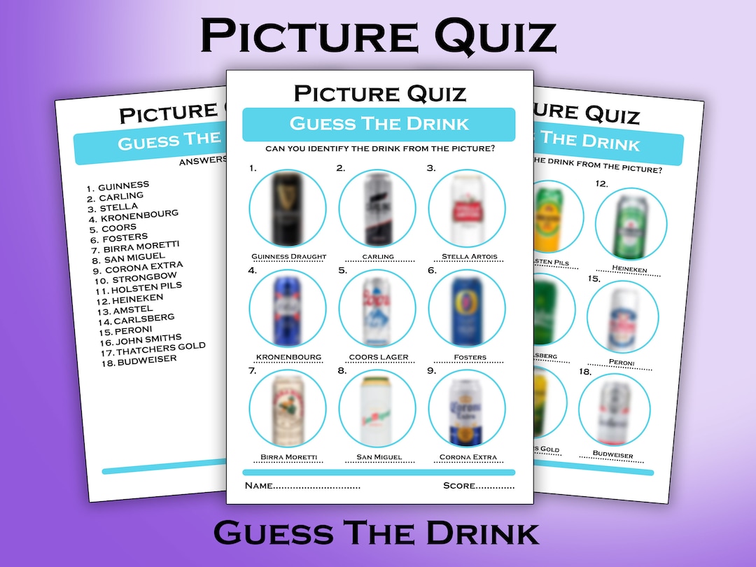 Printable Guess the Drink Can Quiz With Answers Instant Download - Etsy UK