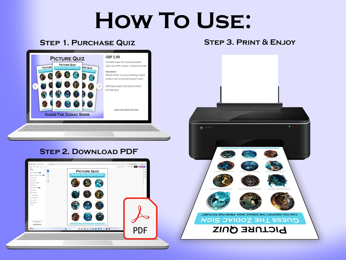 Printable Zodiac Signs Quiz With Answers Astrology Guessing Game ...