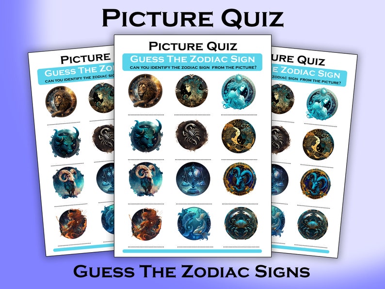 Printable Zodiac Signs Quiz With Answers Astrology Guessing Game ...