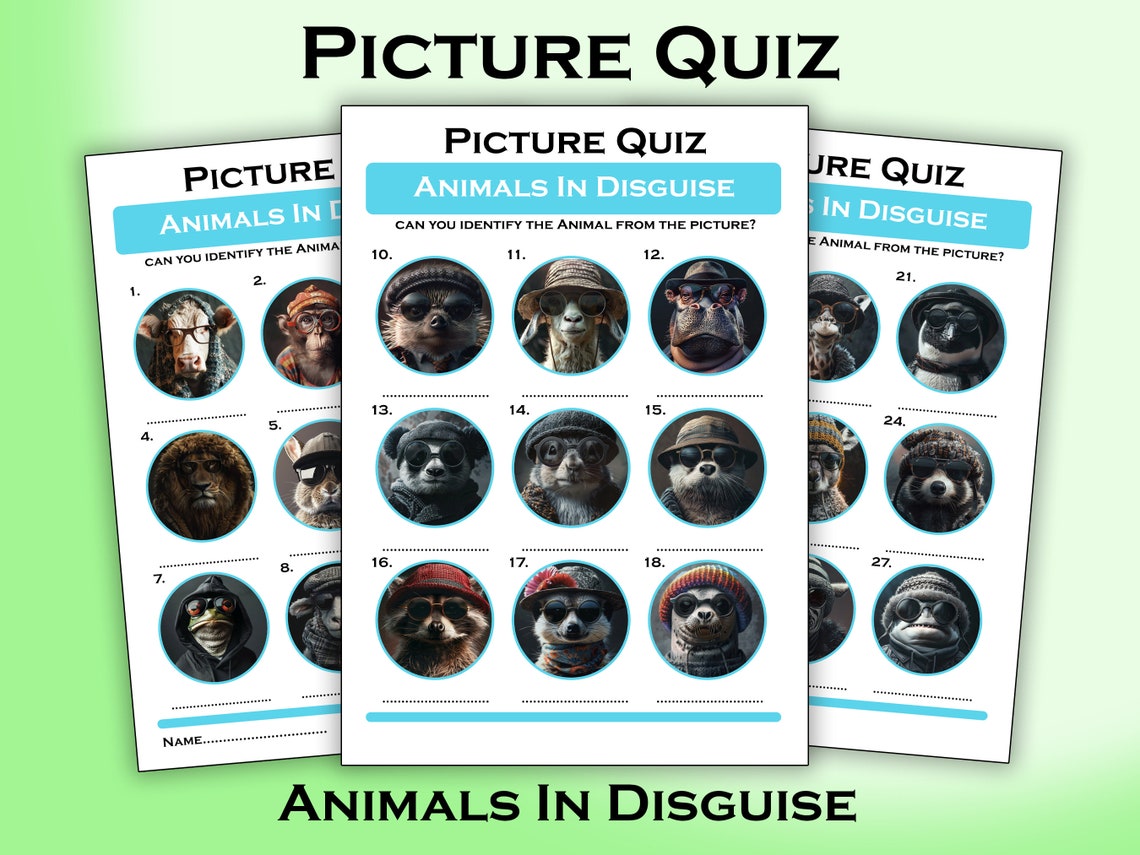 Printable Guess the Animal in Disguise Quiz With Answers Instant ...