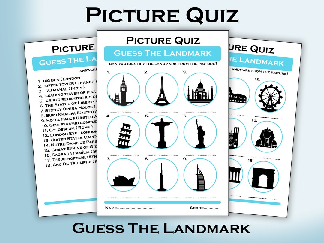 Printable Guess the Landmark Quiz With Answers Famous Monuments Trivia ...