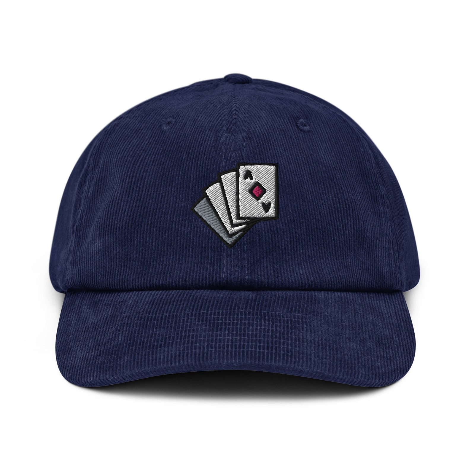 Poker Cards Corduroy Hat, Embroidered Casino Gambling Dad Baseball Cap ...