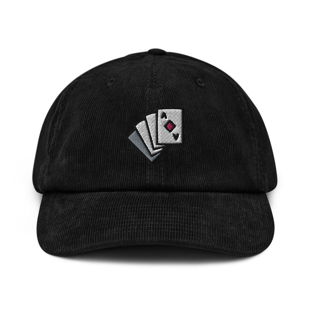 Poker Cards Corduroy Hat, Embroidered Casino Gambling Dad Baseball Cap ...