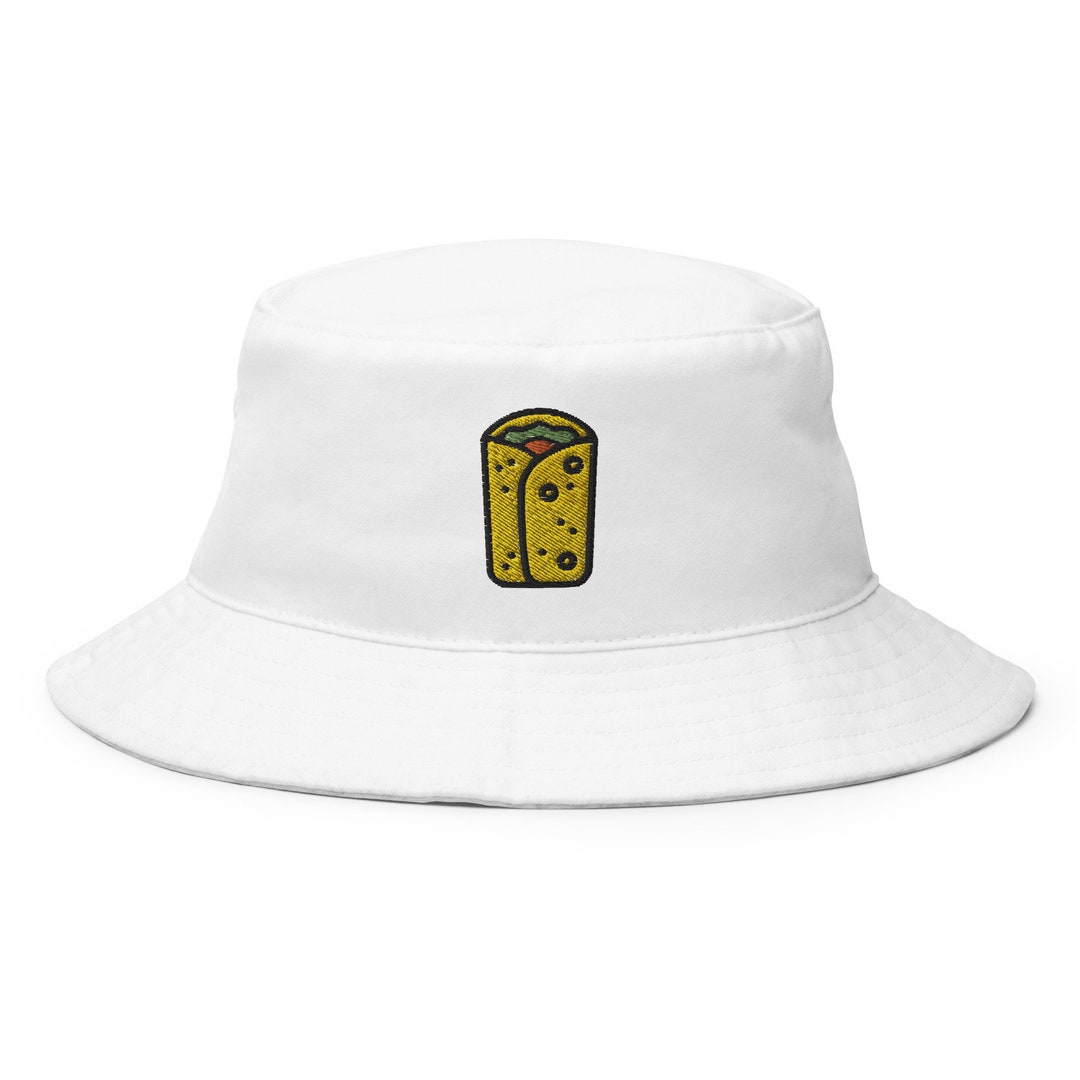 Burrito Bucket Hat, Embroidered Bucket Hat, Tortilla Wrap Hat, Mexican ...