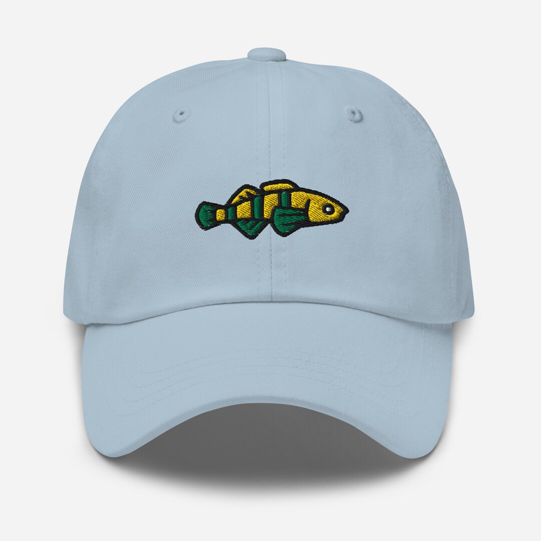Yellow-green Striped Fish Dad Hat, Embroidered Snapper Bass Tang ...