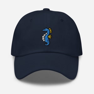 Blue Seahorse Dad Hat, Embroidered Hat Sea Creature Baseball Cap Unisex ...