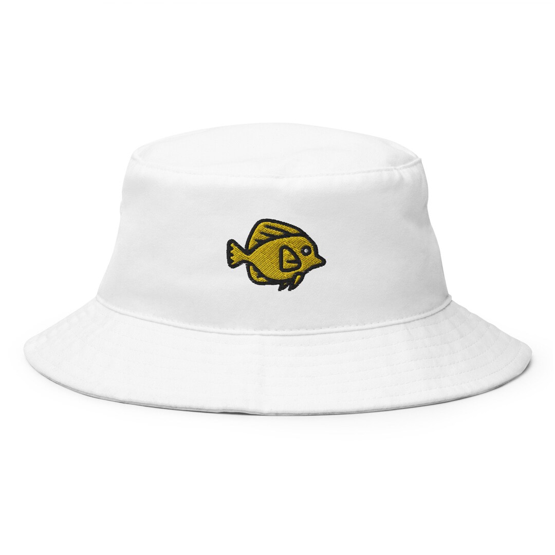 Yellow Tang Fish Bucket Hat, Embroidered Bucket Hat, Fishing Summer Cap ...
