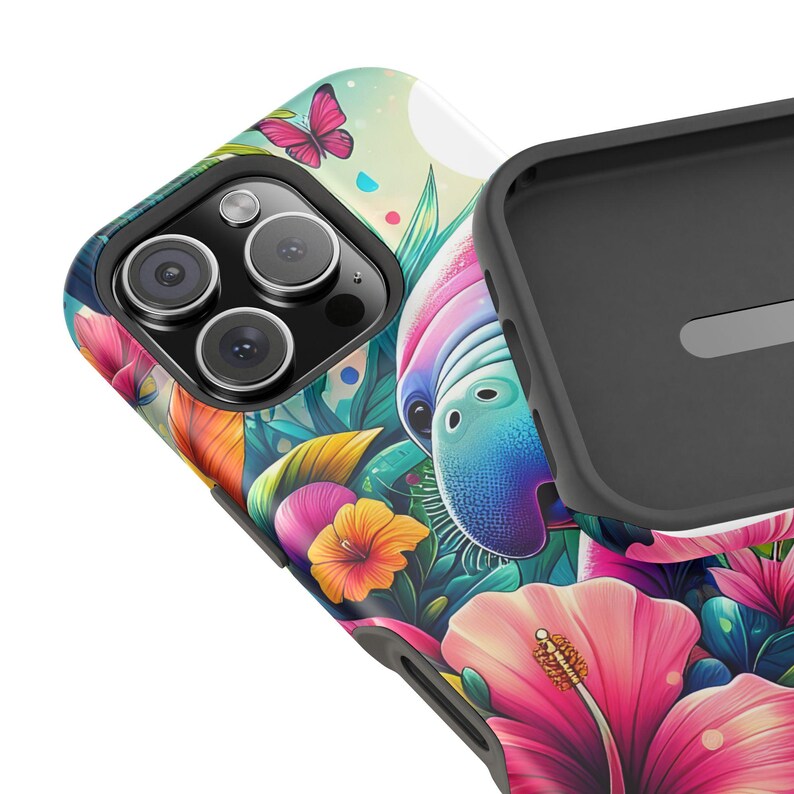 Rainbow Manatee iPhone 17 Case: Floral Ocean Animal Cover, Magsafe ...