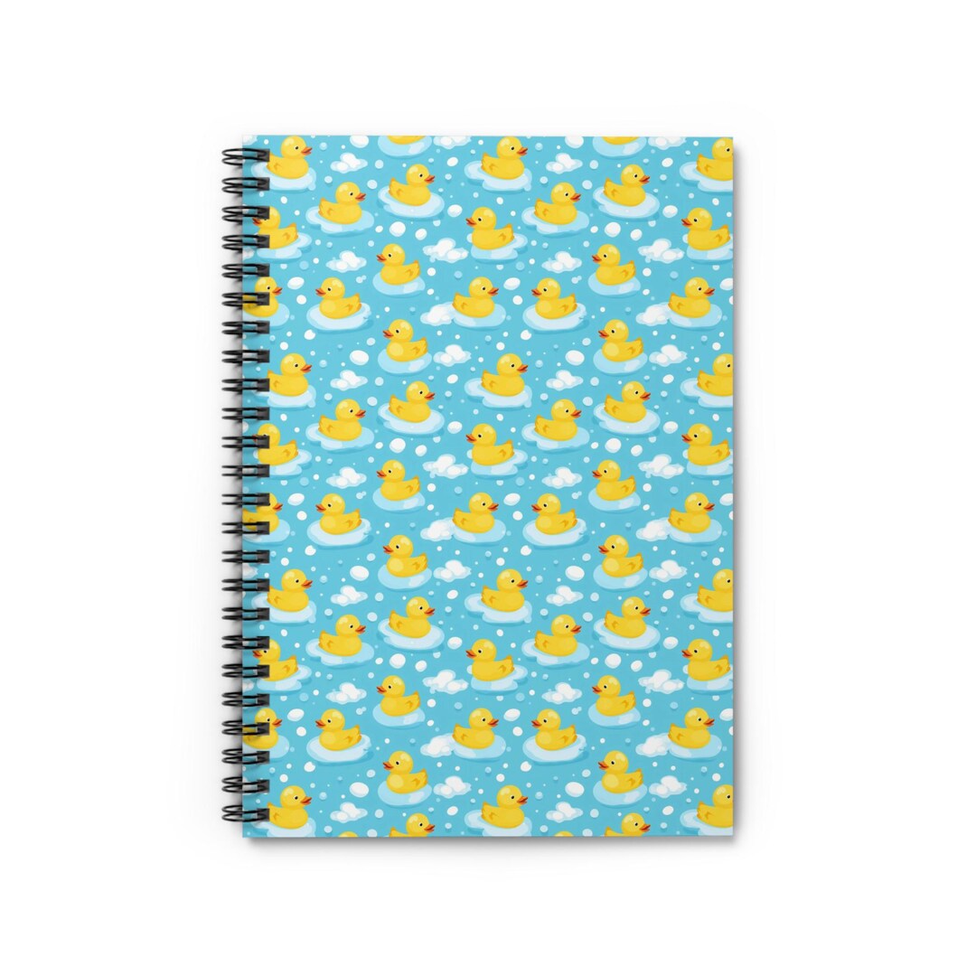 Cute Rubber Ducks Spiral Notebook - Ruled Line, Funny Blue Background ...