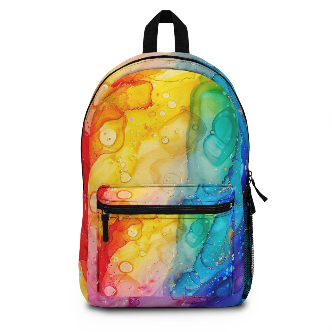 Glitter Rainbow Backpack: Alcohol Ink Bubbles Design - Etsy