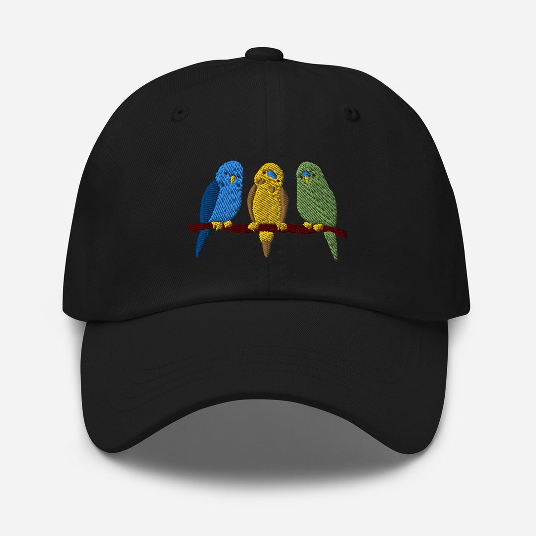 Budgie Birds Dad Hat, Parrot Embroidered Hat, Handmade Unisex ...