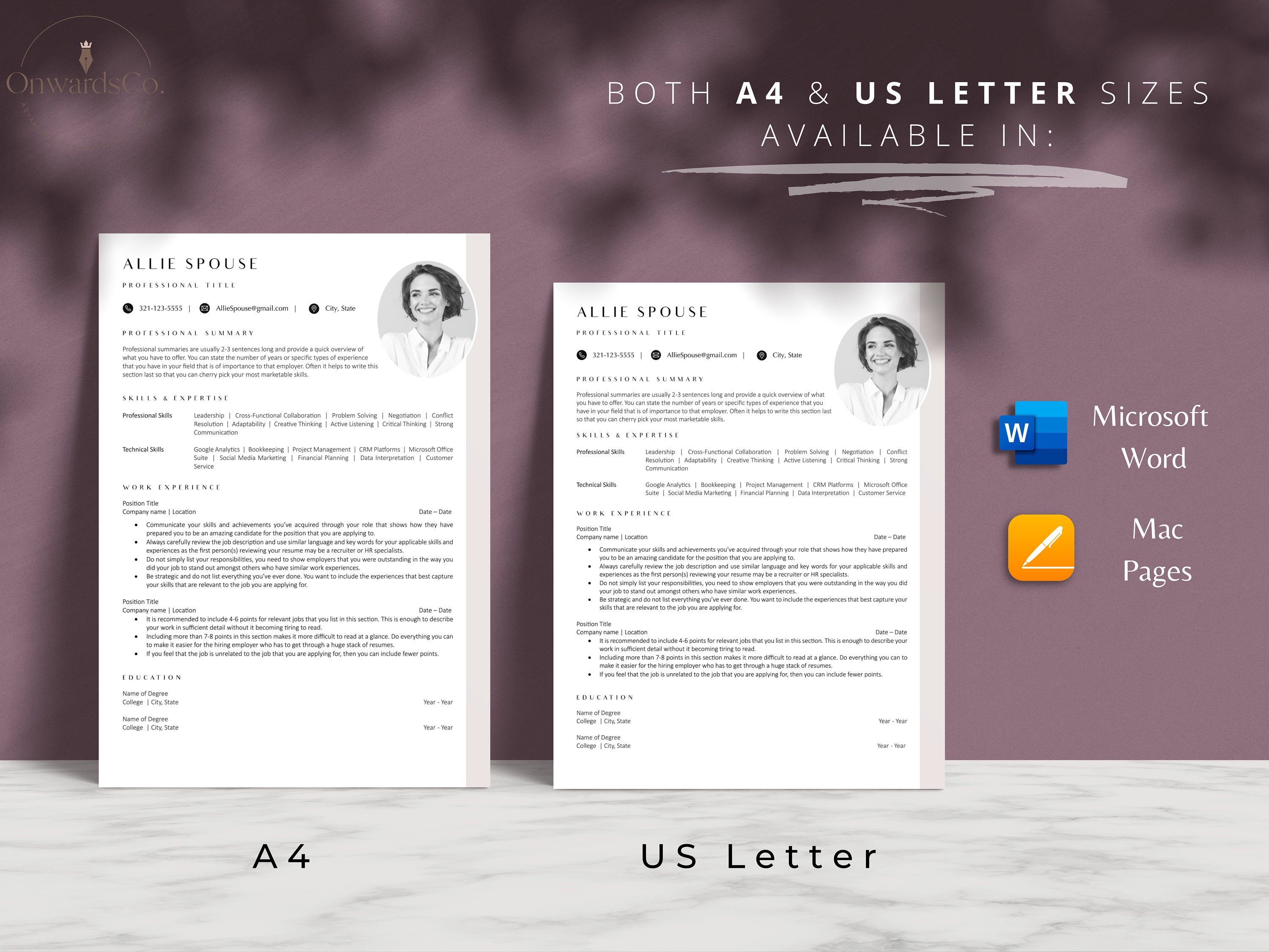 Picture CV Template Job Application Professional ATS Resume Template ...