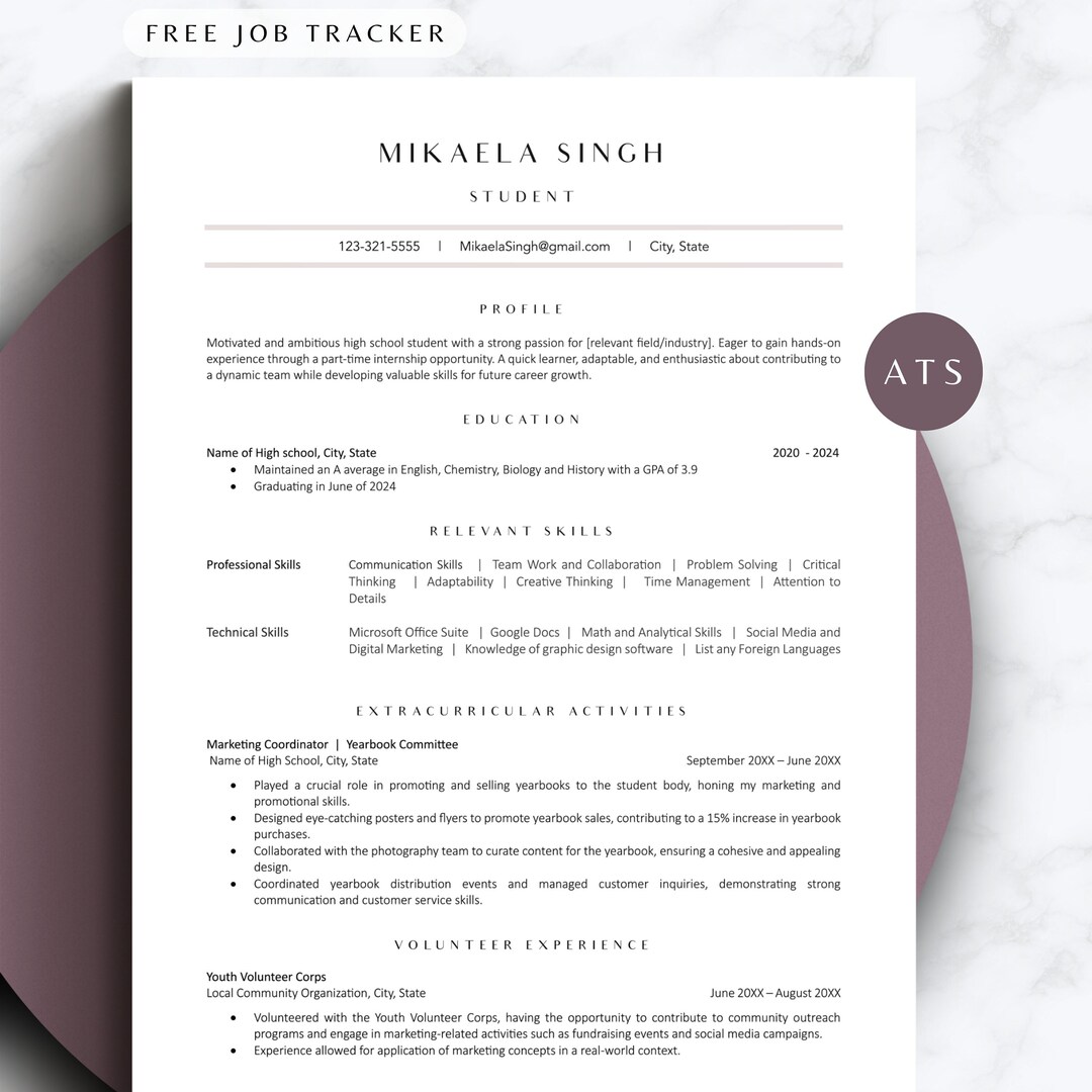 Student Resume Template for High School Student Cv Template Google Docs ...