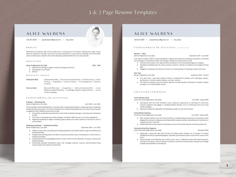 Student Resume Template College CV Resume Template School CV Photo ...
