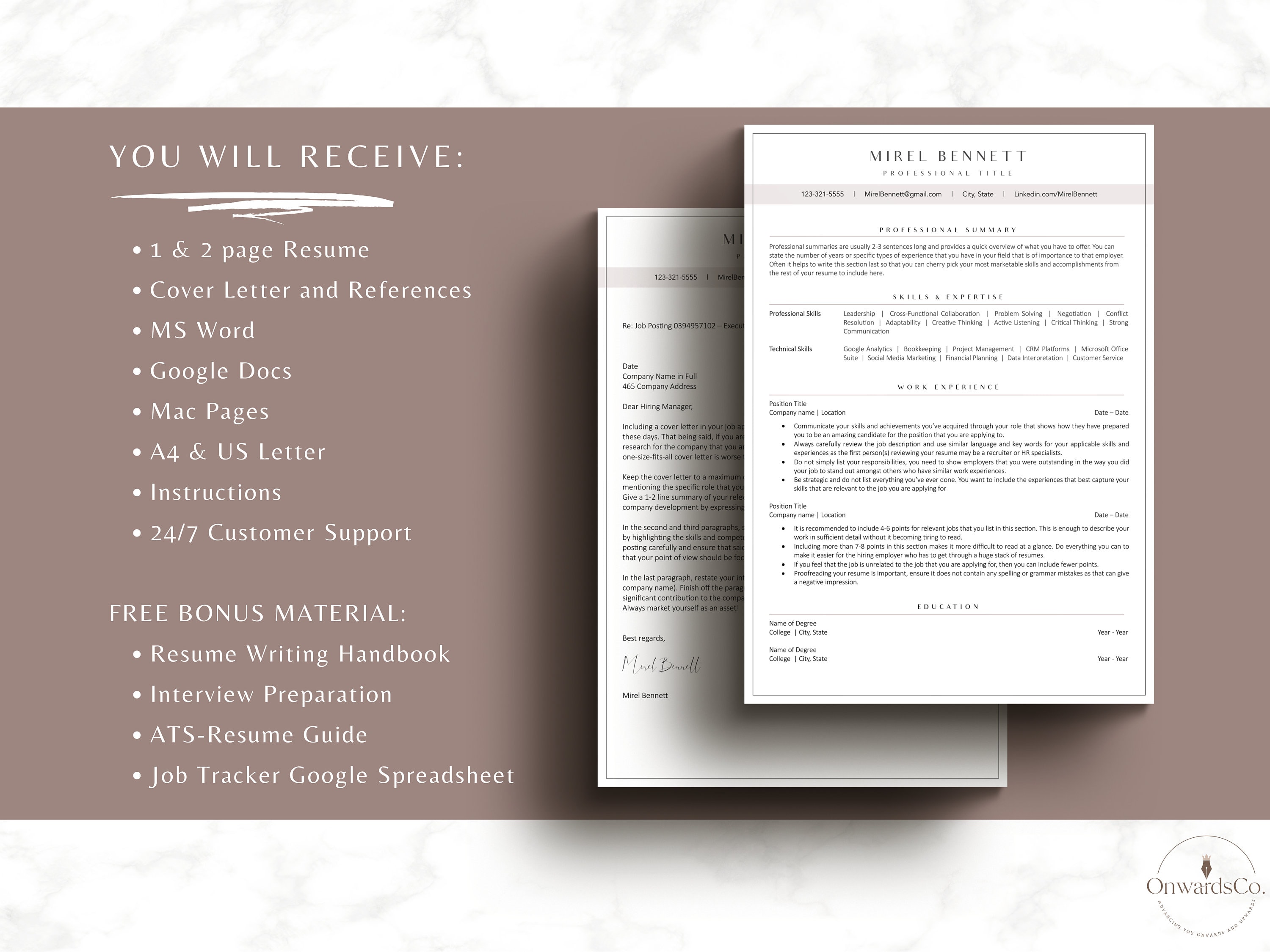 Modern Executive Job Application Kit Corporate Simple Clean Resume ...