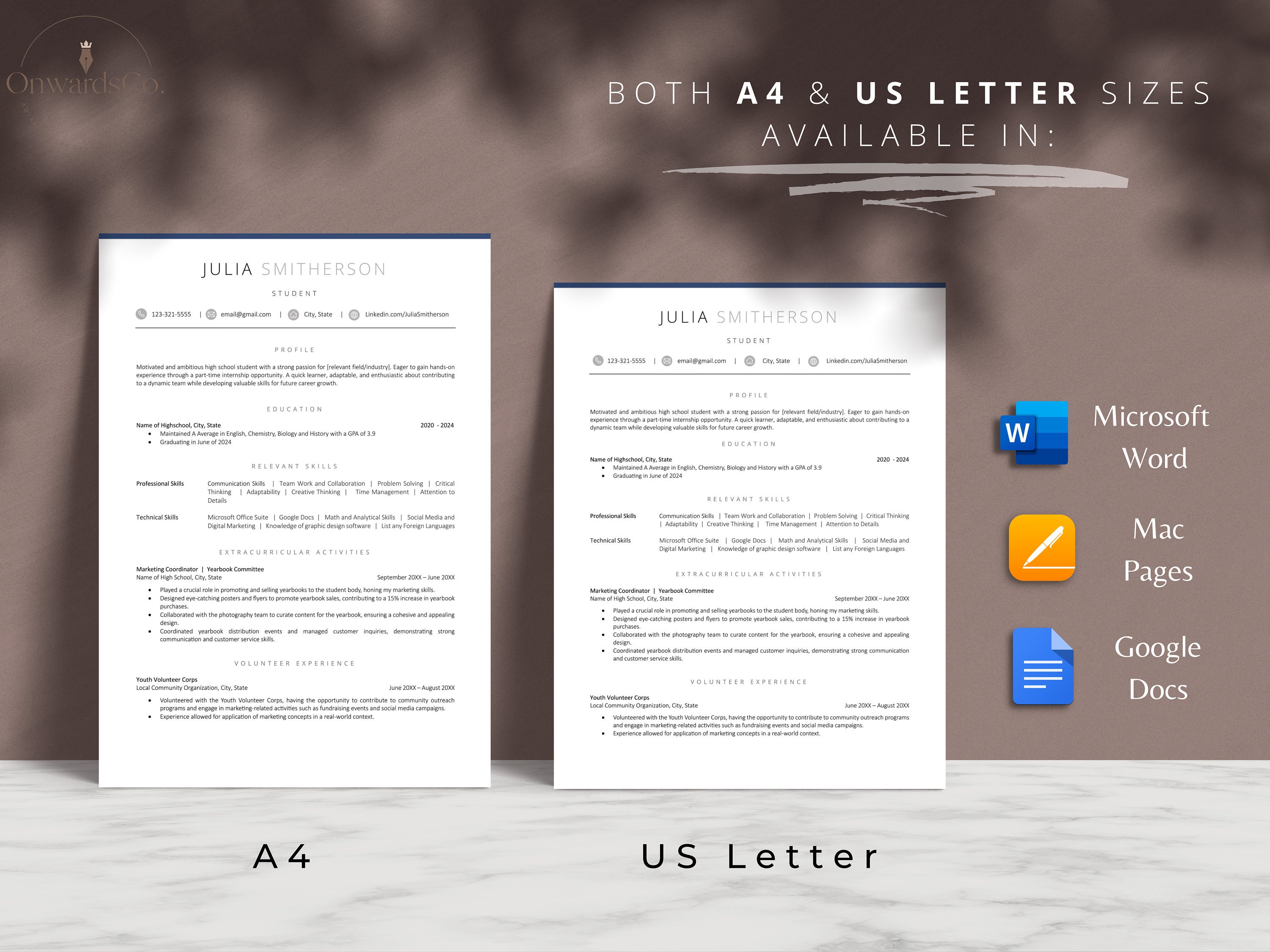 Student CV Format Editable Resume for Internship Job Application ...