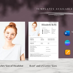 8x10 Actor Resume Template Headshot for Auditions Editable Modern ...