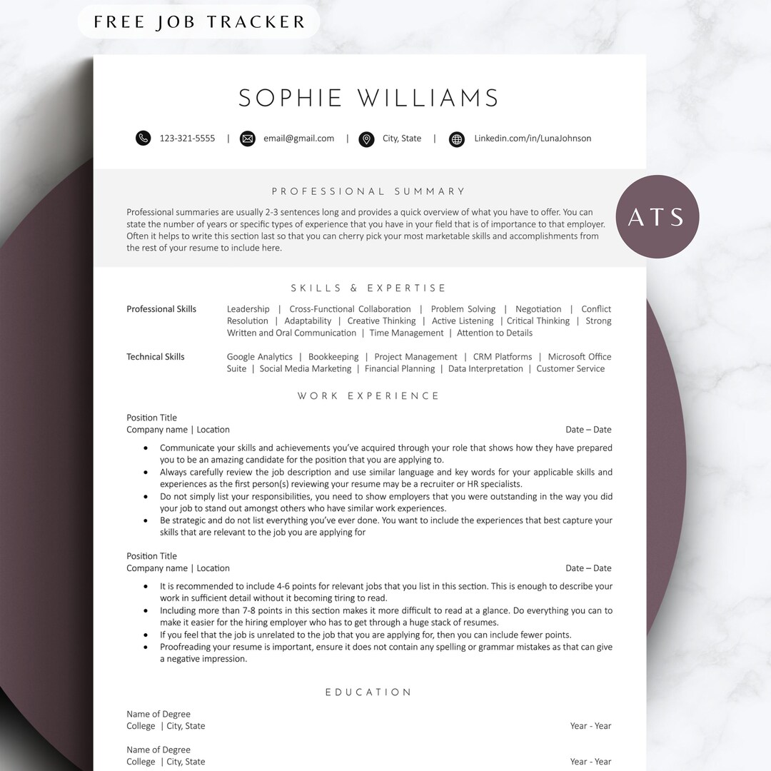 ATS Resume Template Google Docs Teachers Resume Microsoft Word 2 Page ...