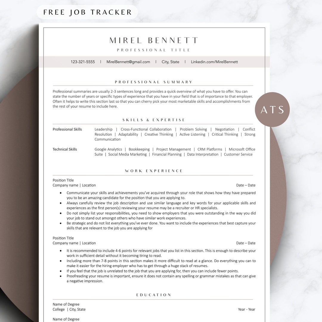Modern Executive Job Application Kit Corporate Simple Clean Resume ...