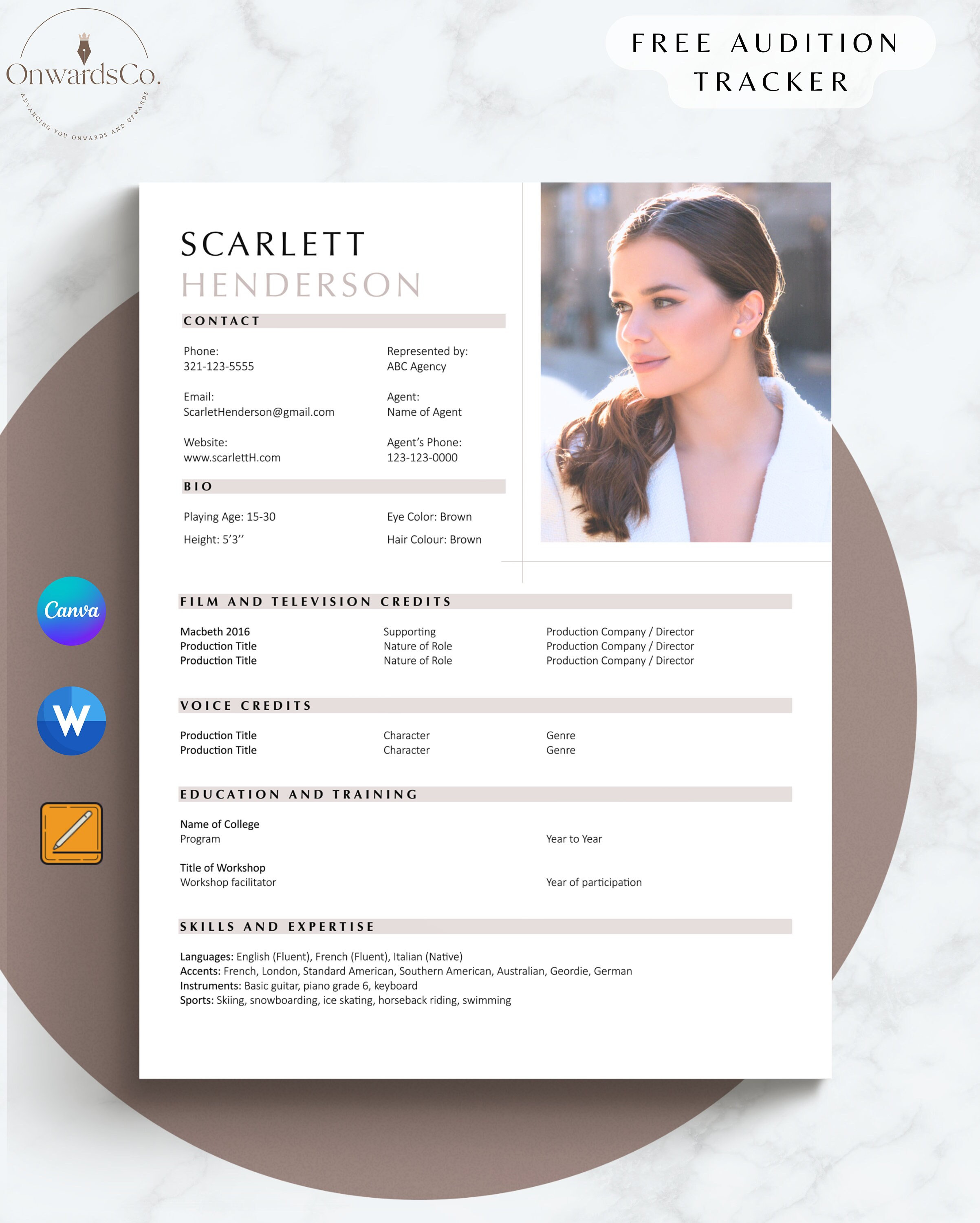 Modelling Resume Template for Actors 8x10 Resume Musical Theatre ...