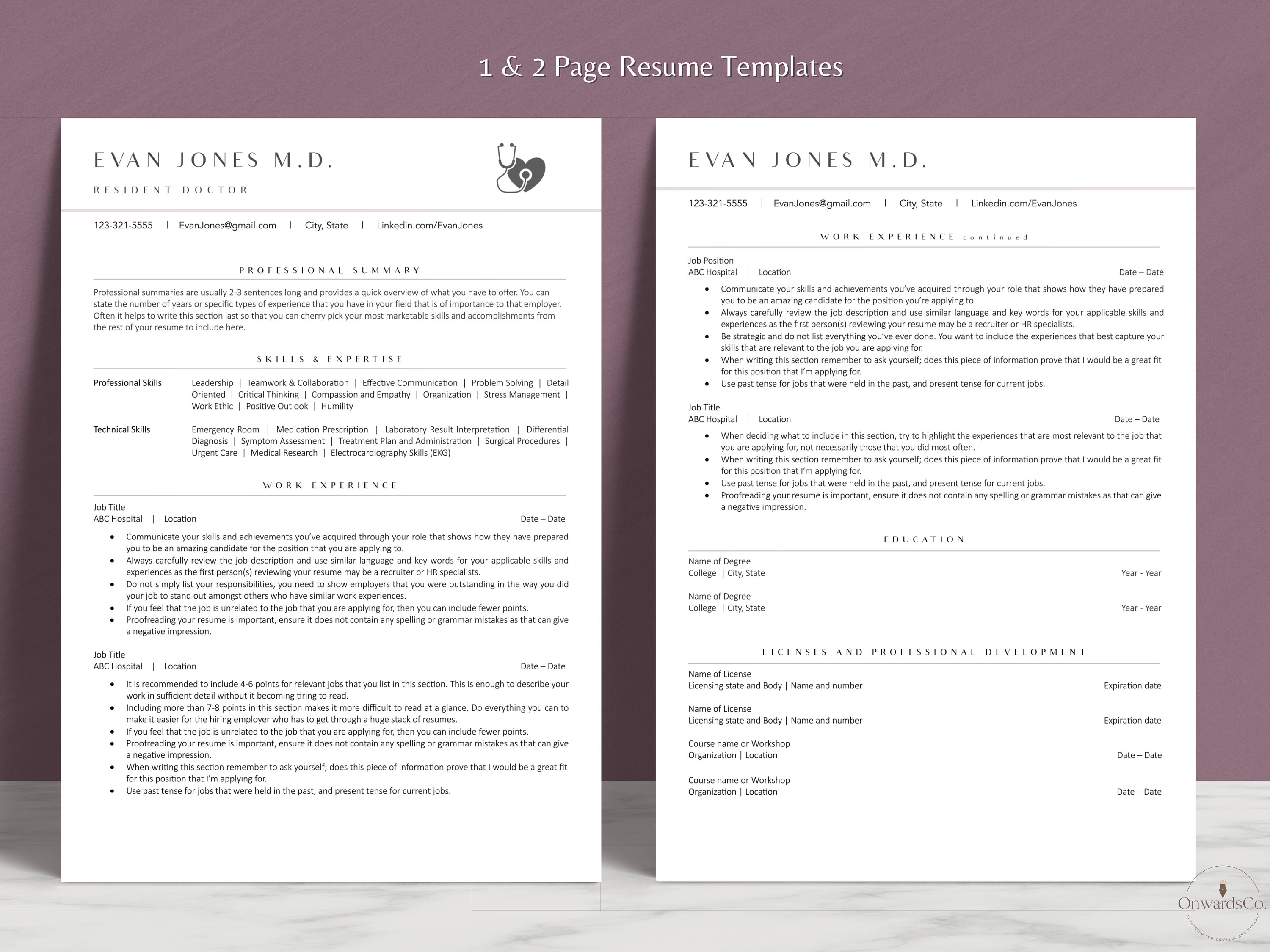 Medical Doctor Resume Template Google Docs Curriculum Vitae - Etsy