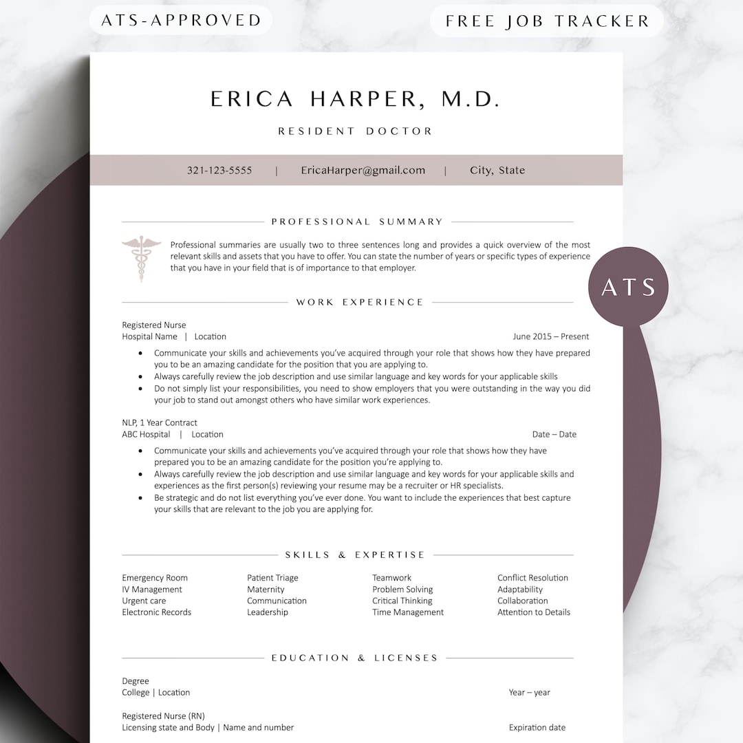 Medical Doctor Resume Template Physicians CV Template Modern Resume ...