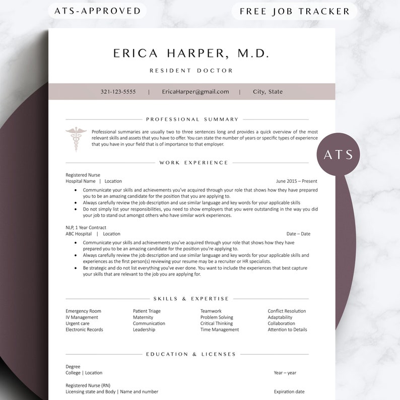 Medical Doctor Resume Template Physicians CV Template Modern Resume ...