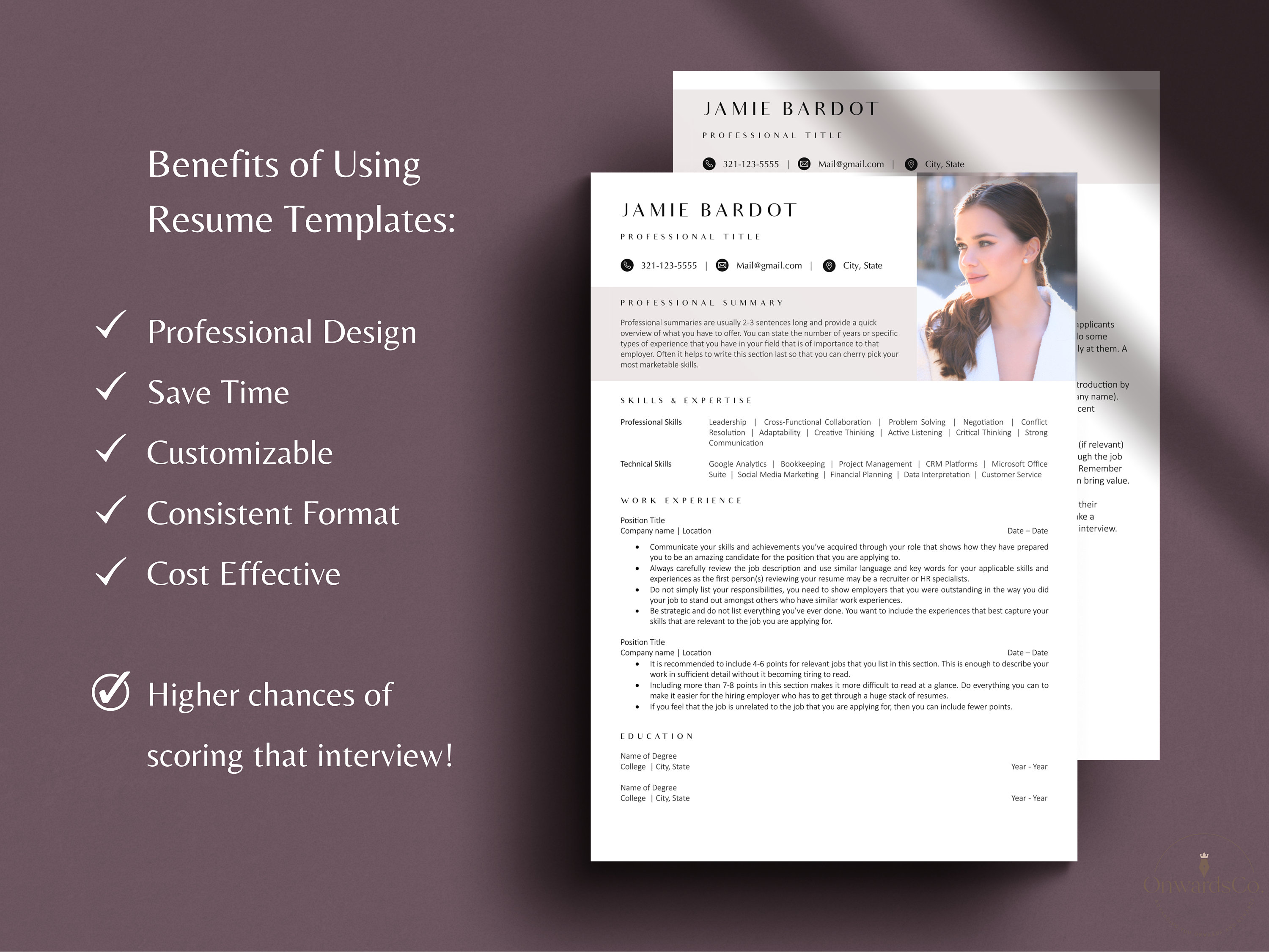 Modern Elegant Photo Resume Template With Picture CV Format Lebenslauf ...