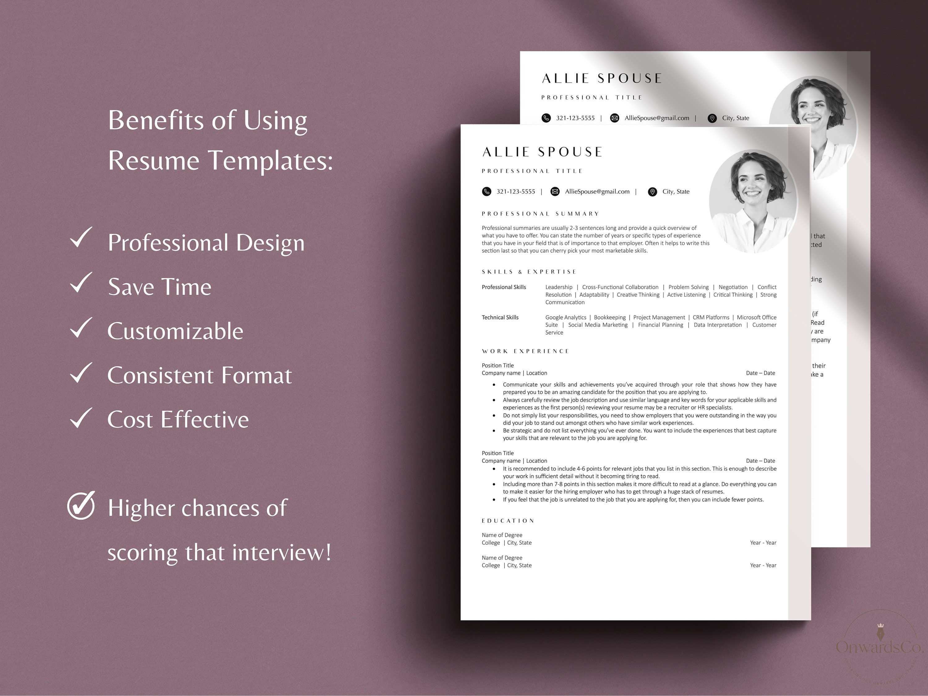 Picture CV Template Job Application Professional ATS Resume Template ...