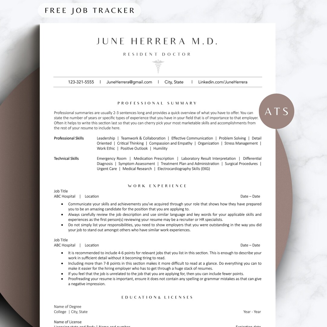 Resume for Doctors CV Template Google Docs Medical Resume Physicians ...