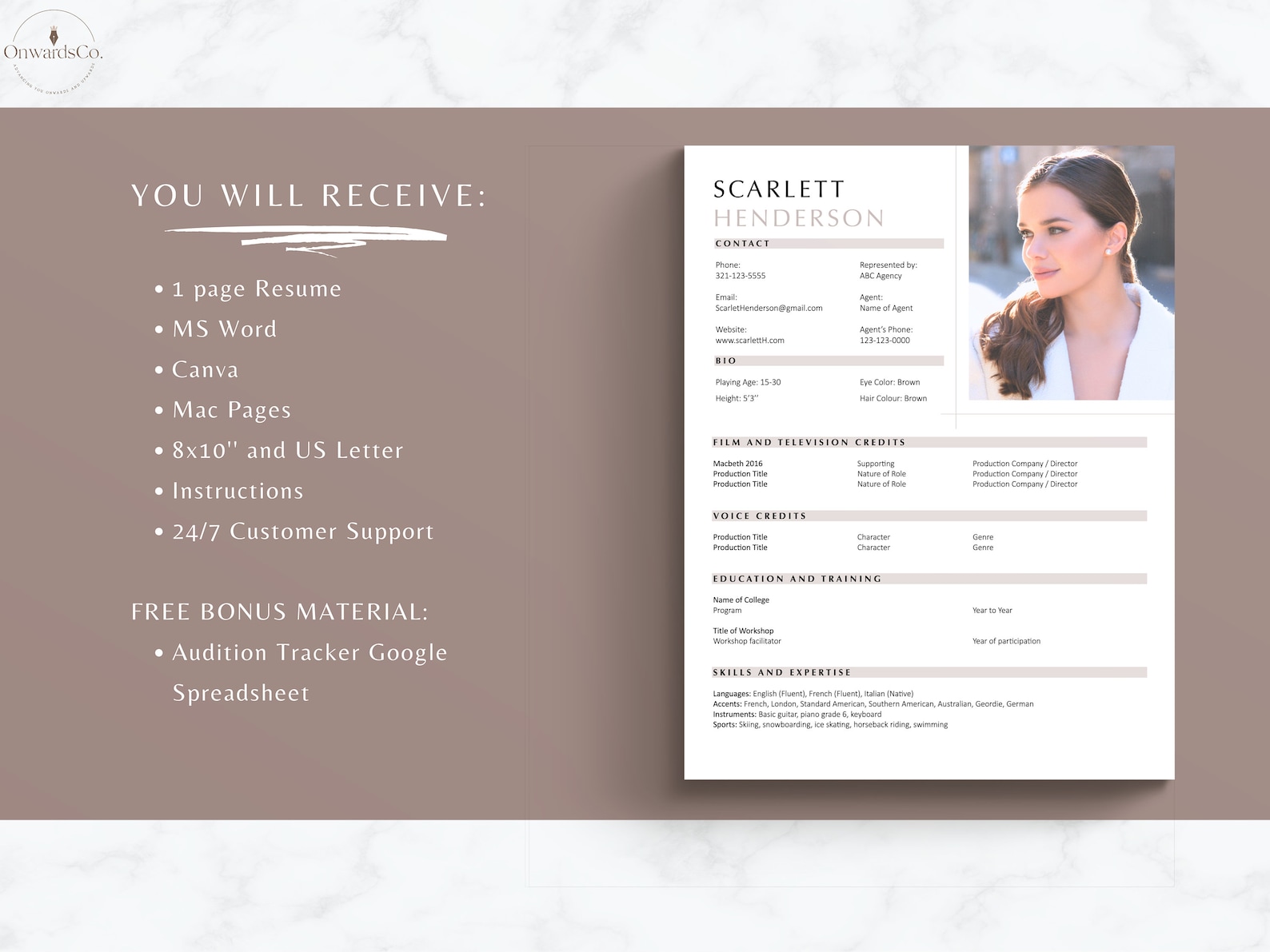 Modelling Resume Template for Actors 8x10 Resume Musical Theatre ...