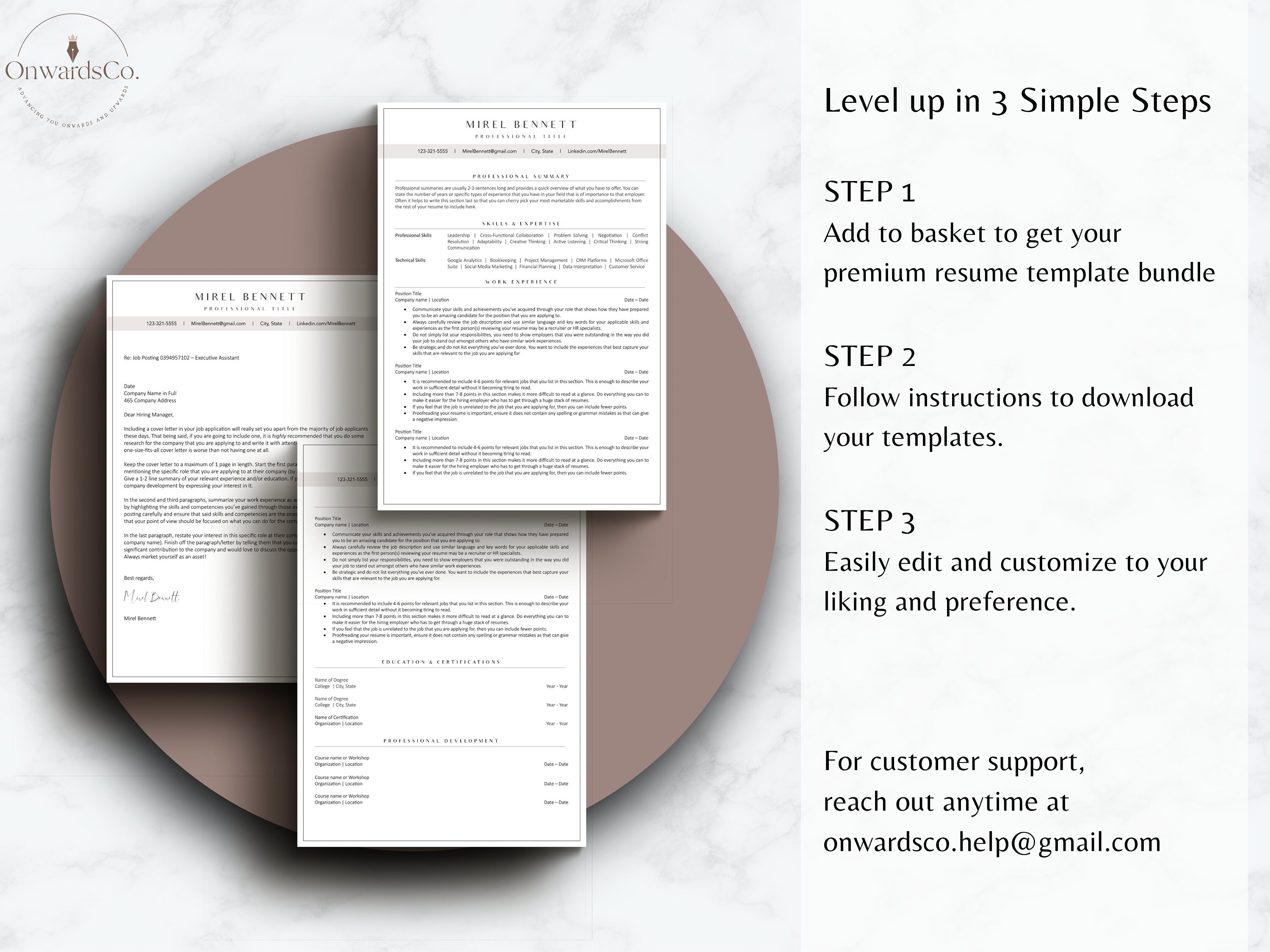 Modern Executive Job Application Kit Corporate Simple Clean Resume ...