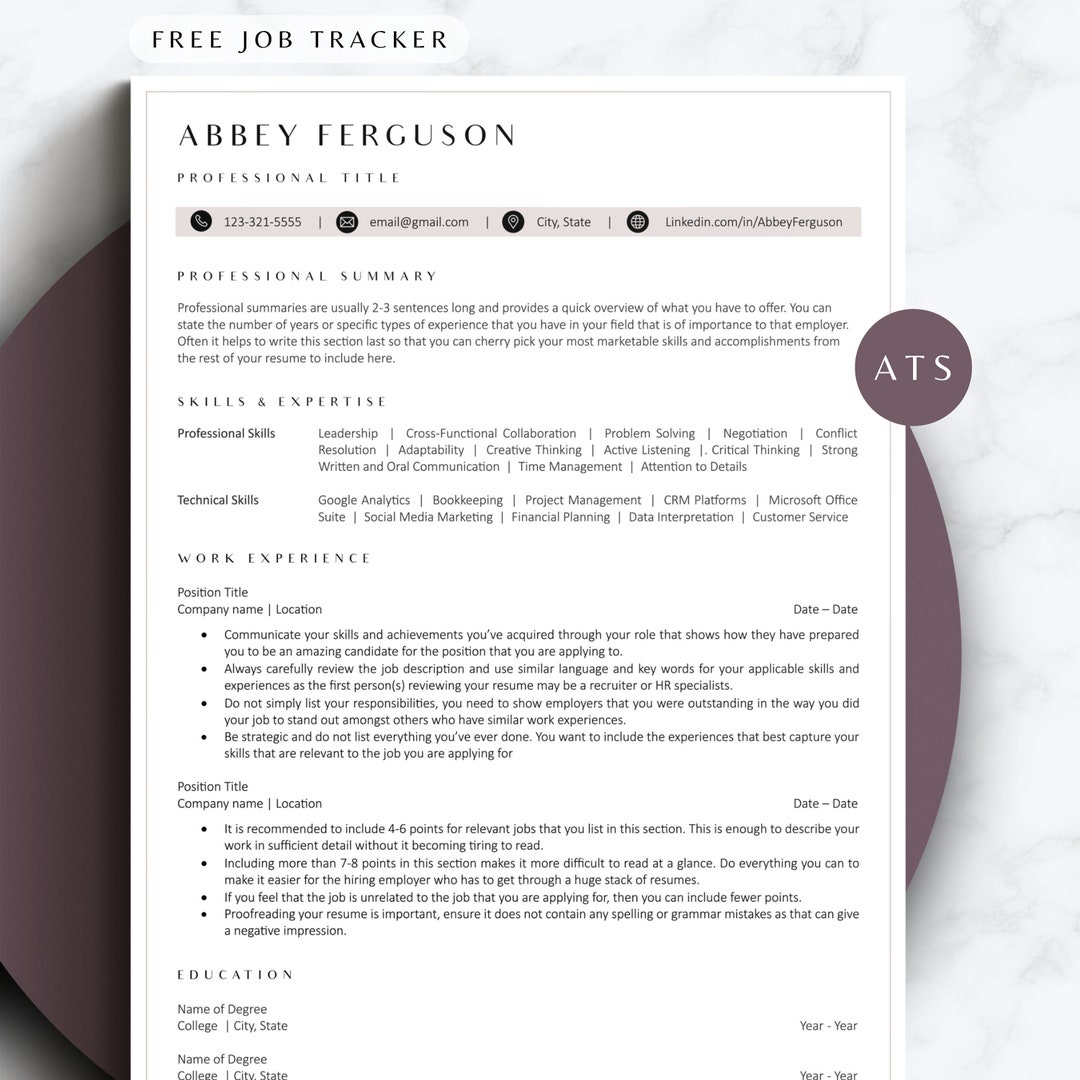 Modern Resume Template Teachers CV Format 2 Page Curriculum Vitae ...