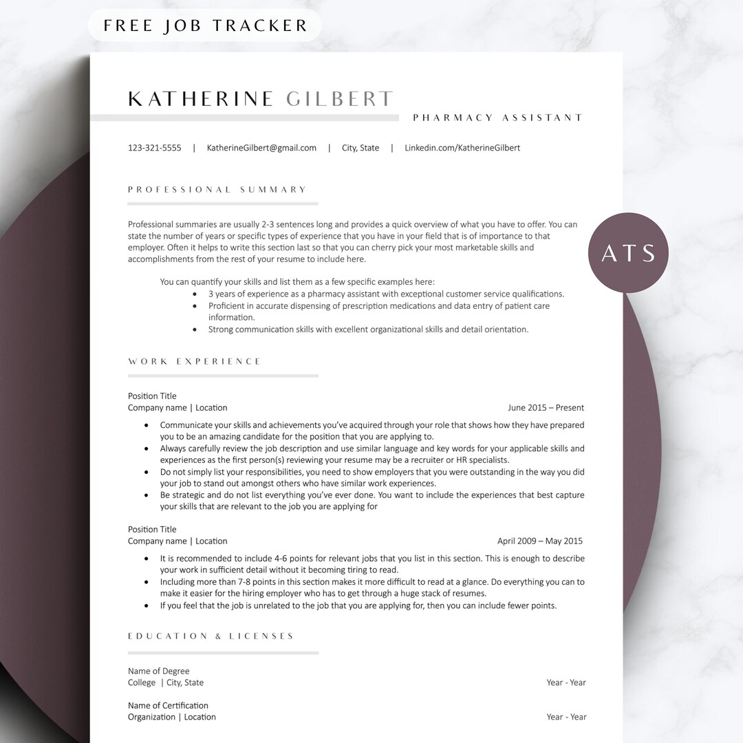 Pharmacist Assistant Resume Format Pharmacy Job Application Healthcare ...