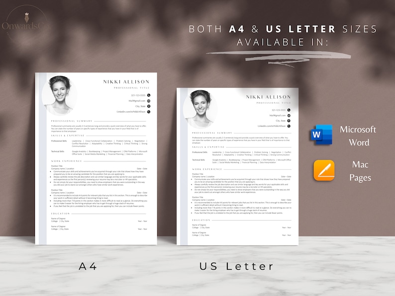 ATS Friendly Resume Template With Photo CV Template Word ...