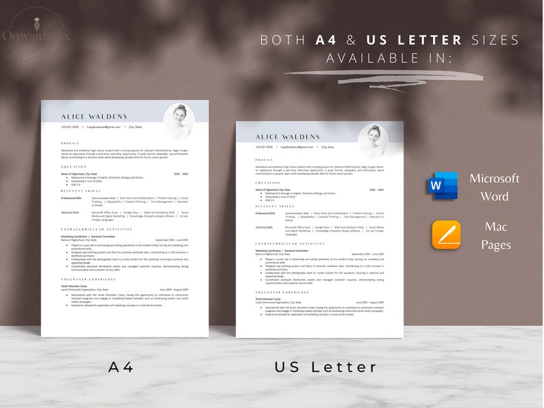 Student Resume Template College CV Resume Template School CV Photo ...